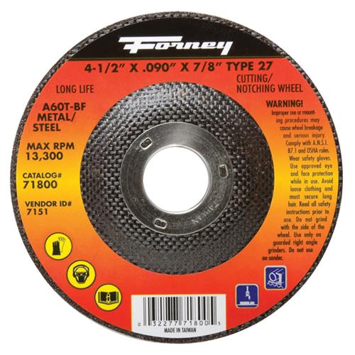 Forney Cut-Off Wheel 4-1/2" X .090 X 7/8" Metal Type 27 71800 ...