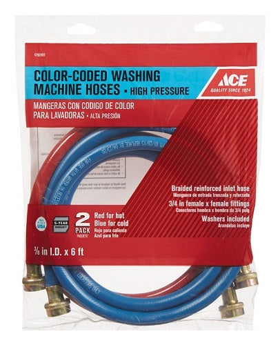 Ace 6 ft. L Washing Machine Hose Reinforced Coil WA6RB7006 ...