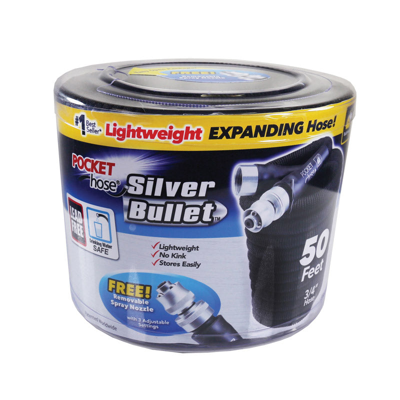 Pocket Hose Silver Bullet 50 ft. L Expandable Lightweight Garden Hose ...