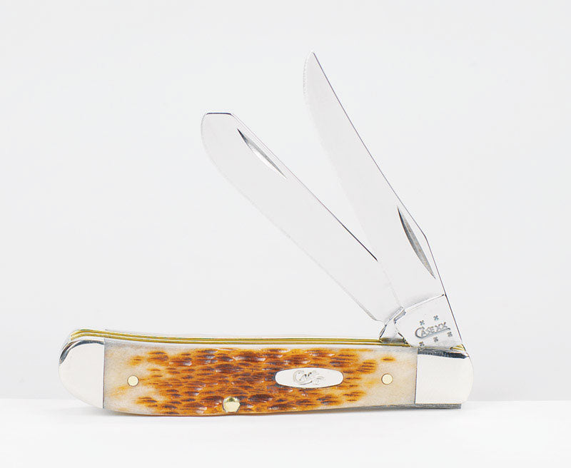 Case Mini Trapper Amber Stainless Steel 4 in. Pocket Knife 013 ...