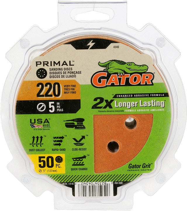 Gator 5-Inch 8 Hole Hook & Loop Power Sanding Discs 50-Pack ...