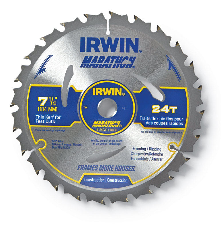 Irwin 7-1/4" 24 Tooth Marathon Circular Saw Blade 24030 – ThePaintStore.com
