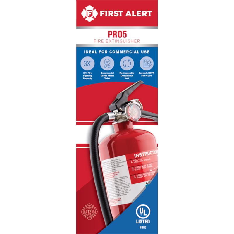 First Alert Rechargeable Heavy Duty Plus Fire Extinguisher PRO5 - Box ...